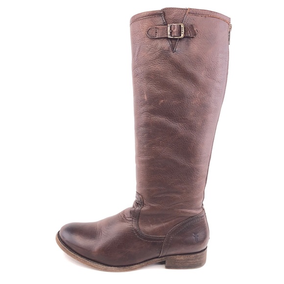 Frye | Shoes | Frye Pippa Tall Back Zip Brown Leather Riding Boots 7 B | Poshmark